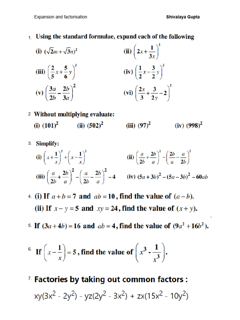 9th Expantion and Factorisation | PDF