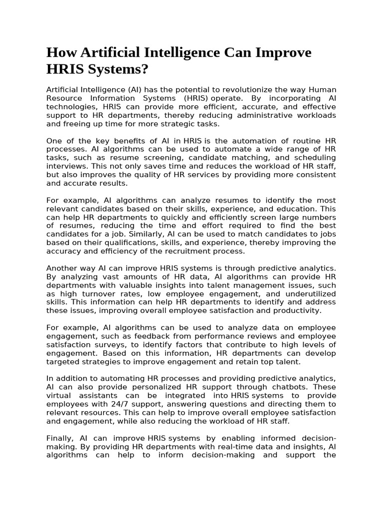 AI Enhancements for HRIS Systems | PDF | Artificial Intelligence ...