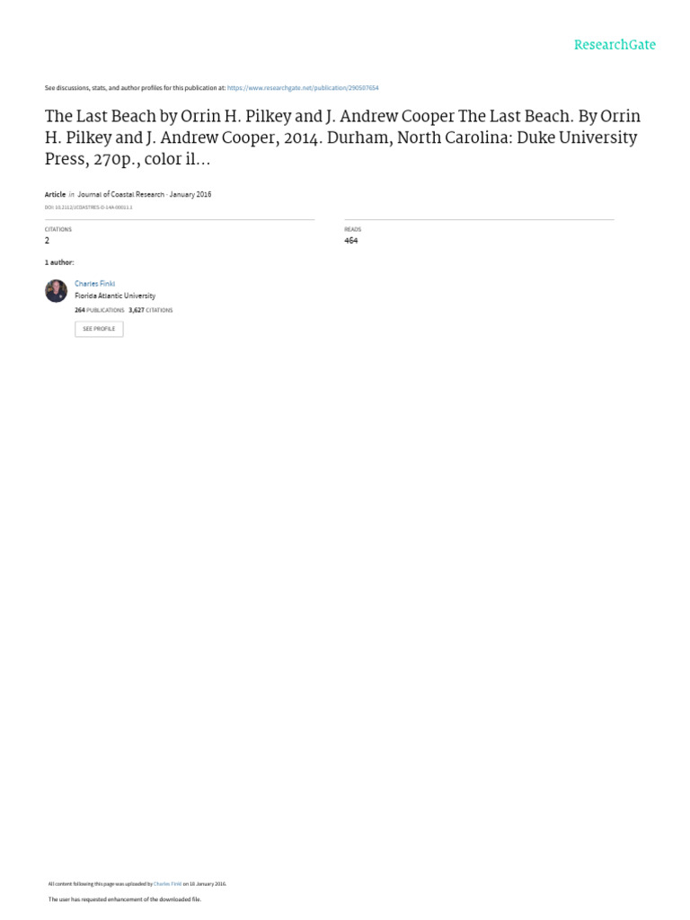 The Last Beach by Orrin H Pilkey and J Andrew Coop | PDF | Beach | Sea Level Rise