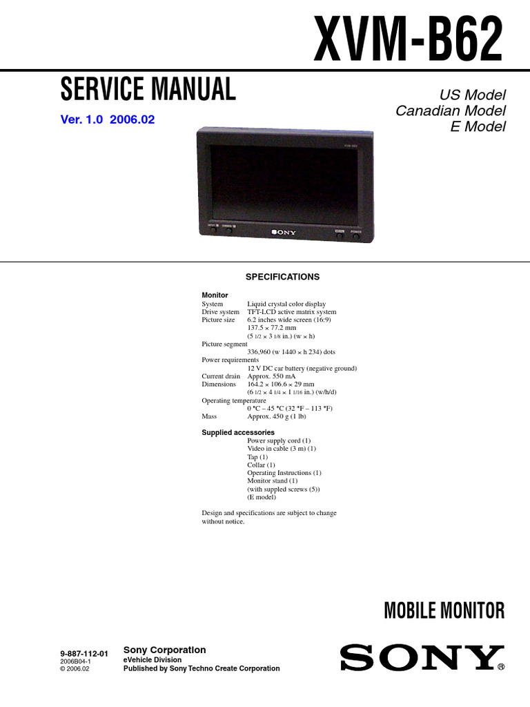 Sony XVM-B62 | PDF | Soldering | Manufactured Goods
