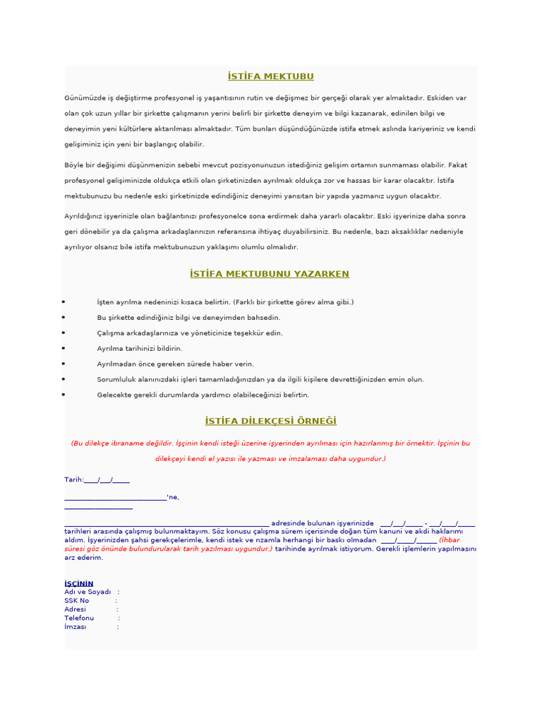 Istifa Dilekcesi | PDF
