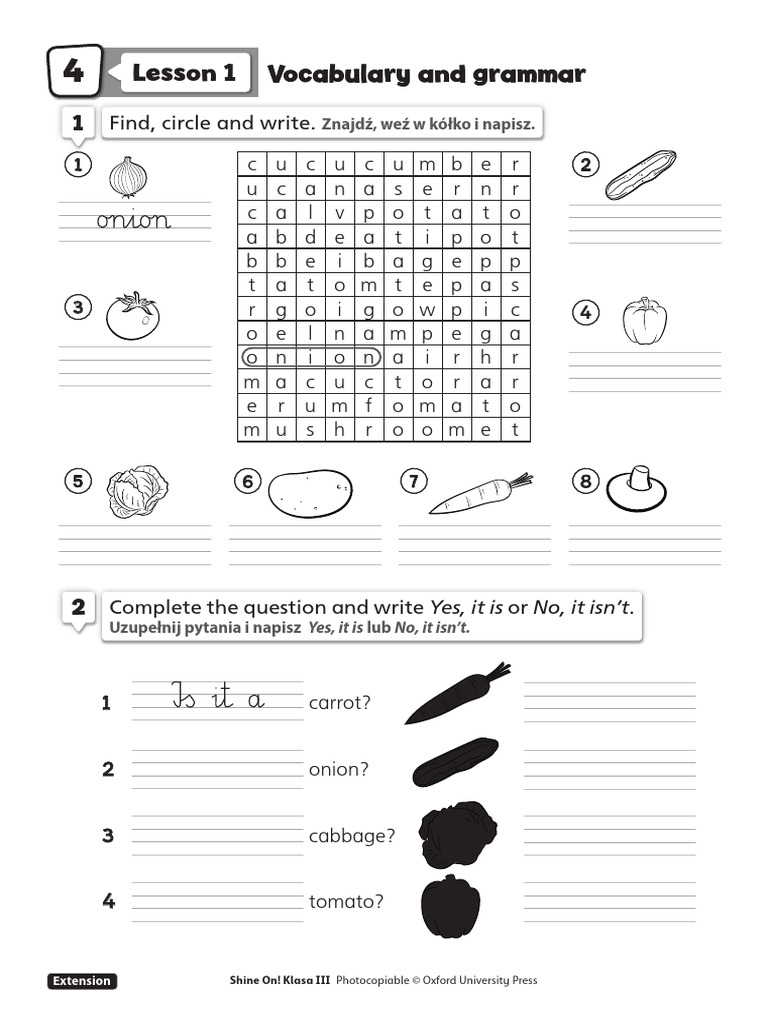 Shine On 3 01 - Vocab - & - Gram - Wkshts - Lesson - 1 - 15 | PDF