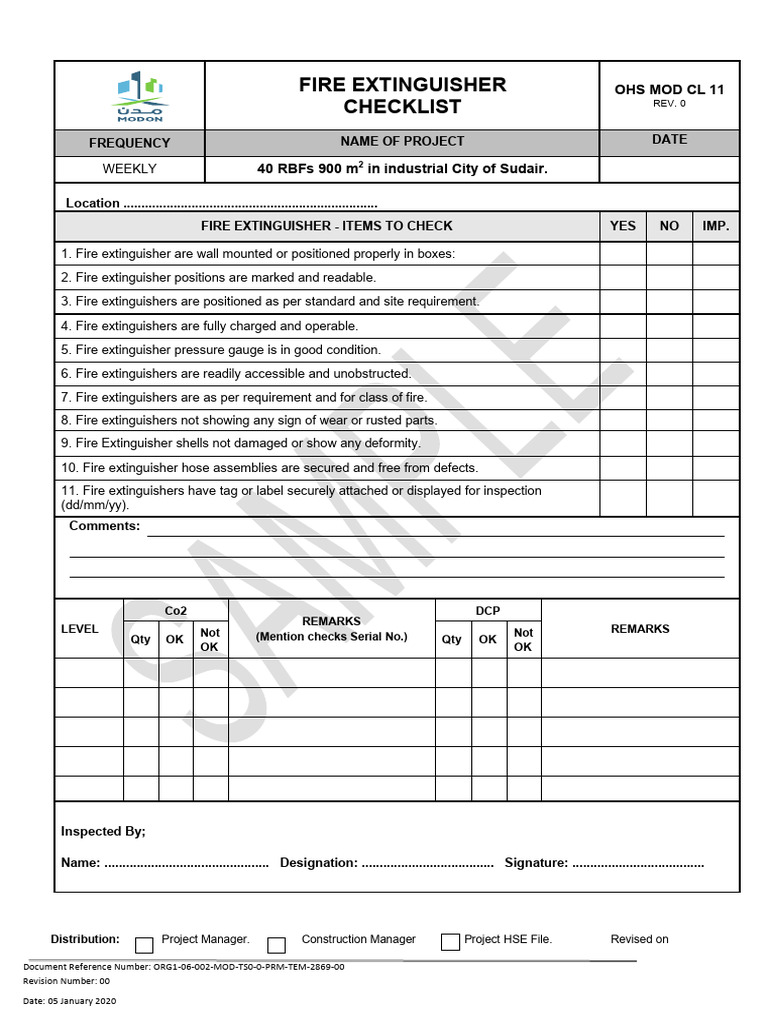 Checklist-Fire Extinguisher | PDF | Equipment