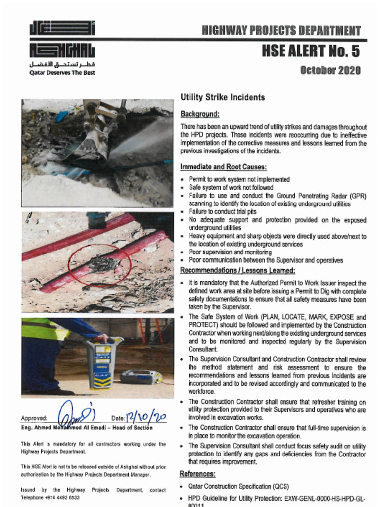 HSE ALERT 05 Utility Strike Incidents | PDF