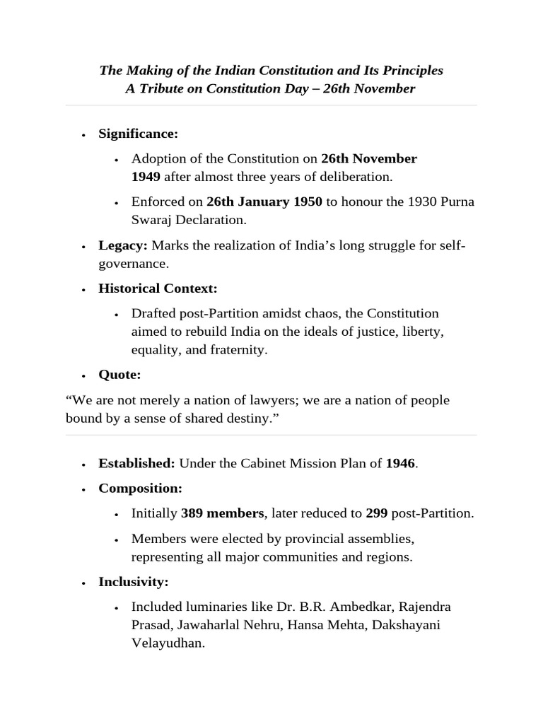 The Making of The Indian Constitution and Its Principles | PDF | Legal ...