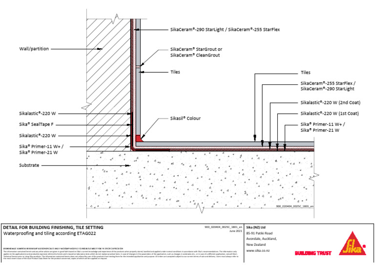 CAD Detail - Waterproofing and tiling - according ETAG022 | PDF