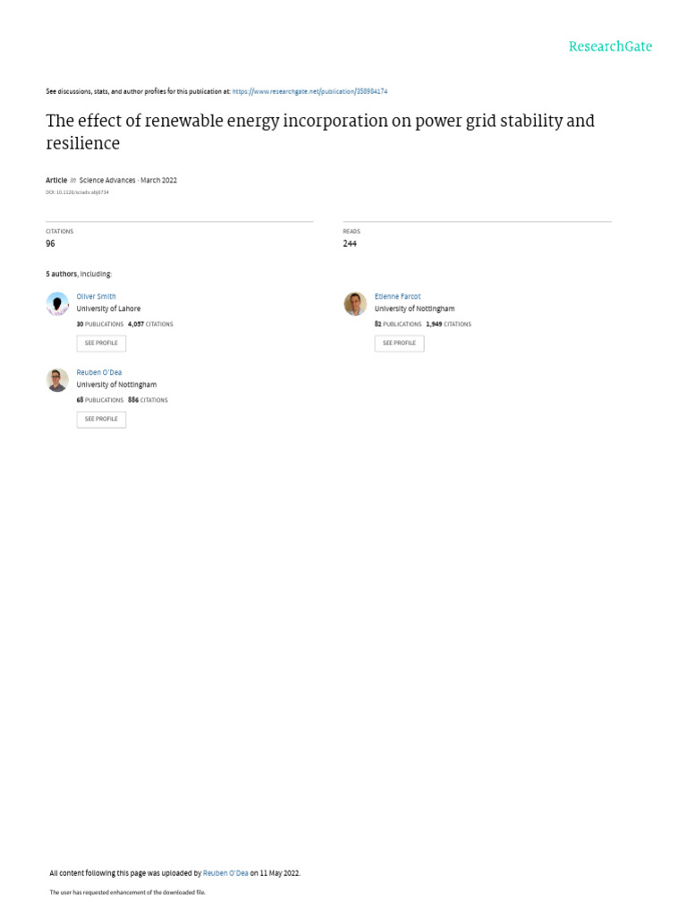 The Effect of Renewable Energy Incorporation On Po | PDF | Electrical ...