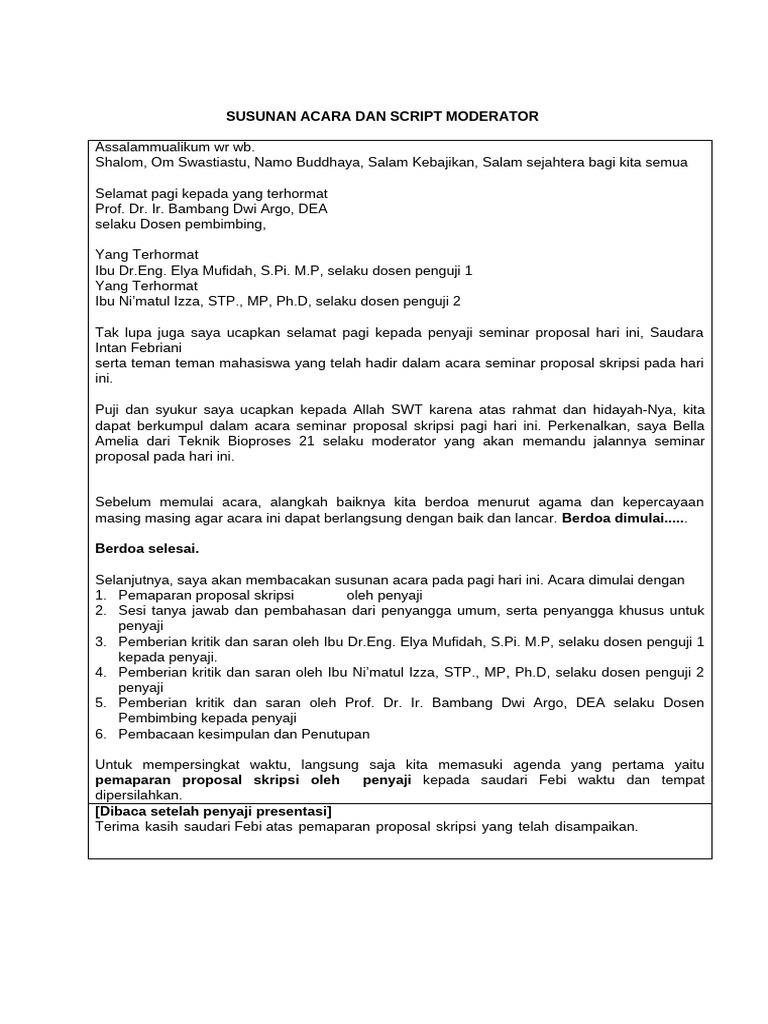 MODERATOR SEMINAR PROPOSAL (1) | PDF