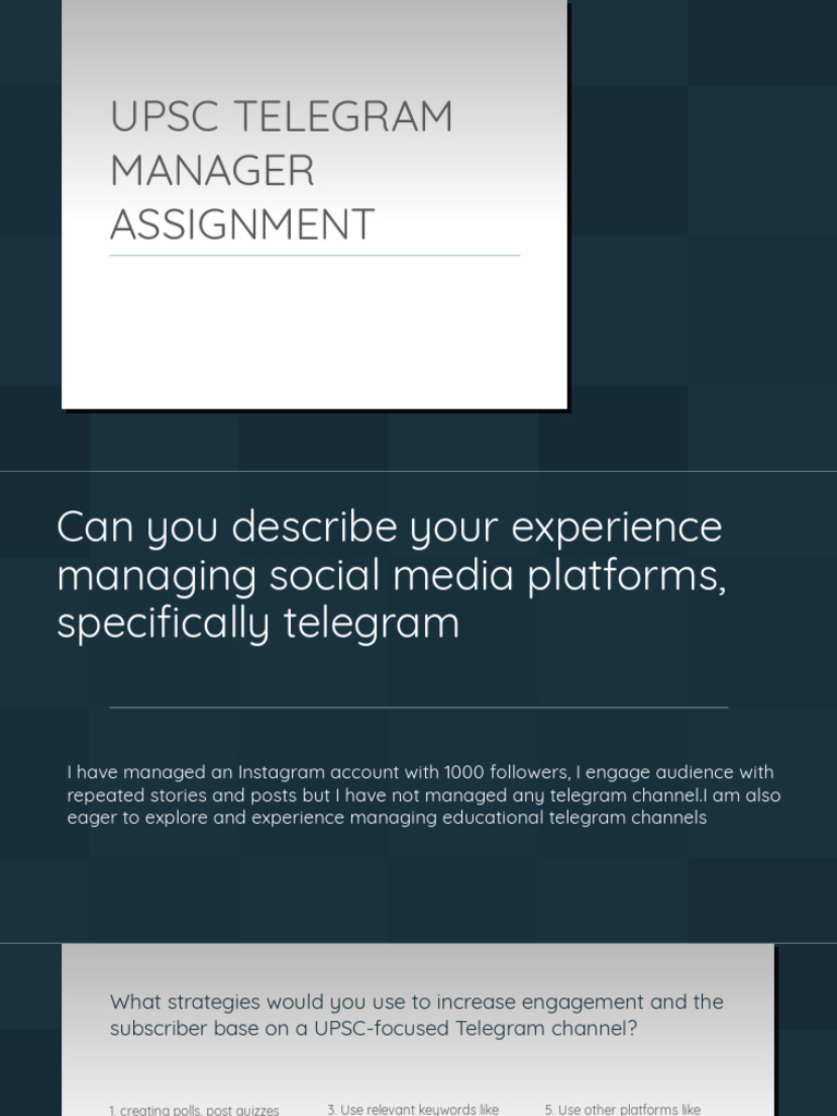 Upsc Telegram Manager Assignment | PDF