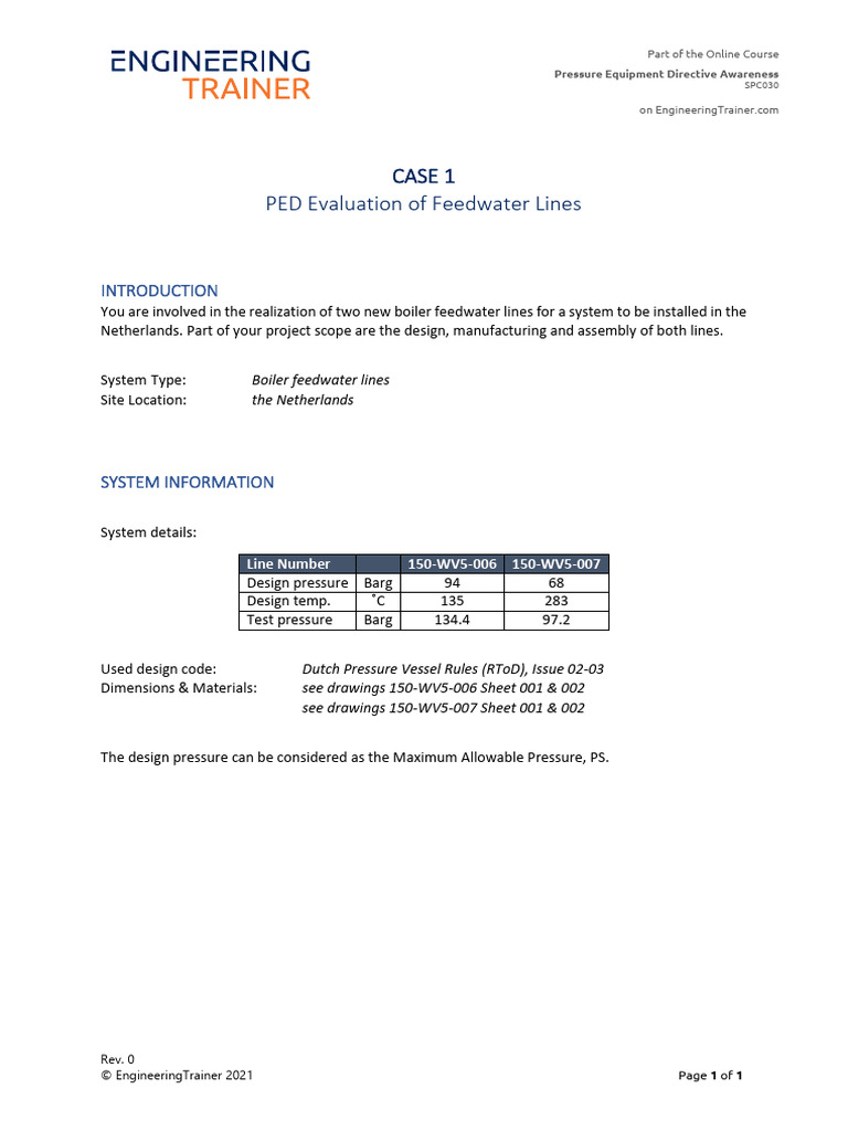 SPC030 - Case1 Feedwater Line - Information and Context | PDF