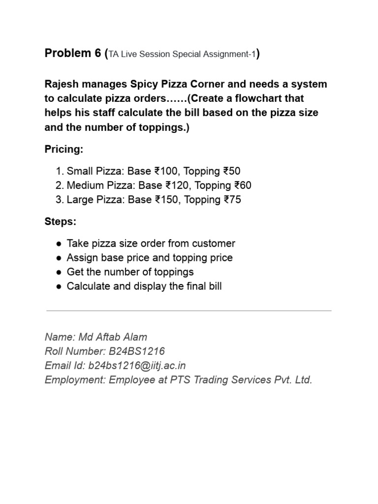 Problem 6 Pizzas Toping flow chart | PDF