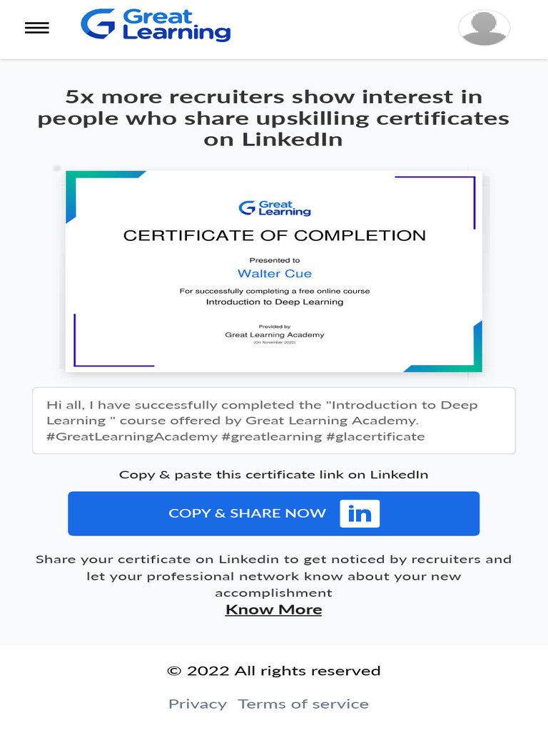 Certificate - Great Learning | PDF