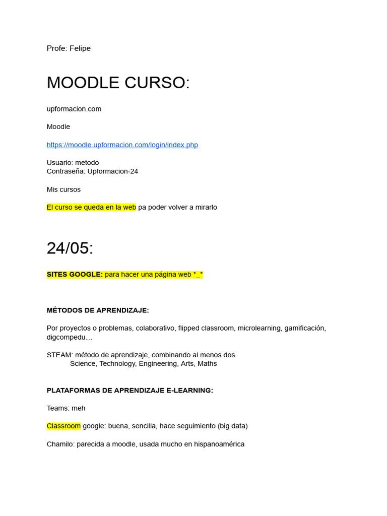 Metodologías para El Aula Virtual 2024 | PDF | Moodle