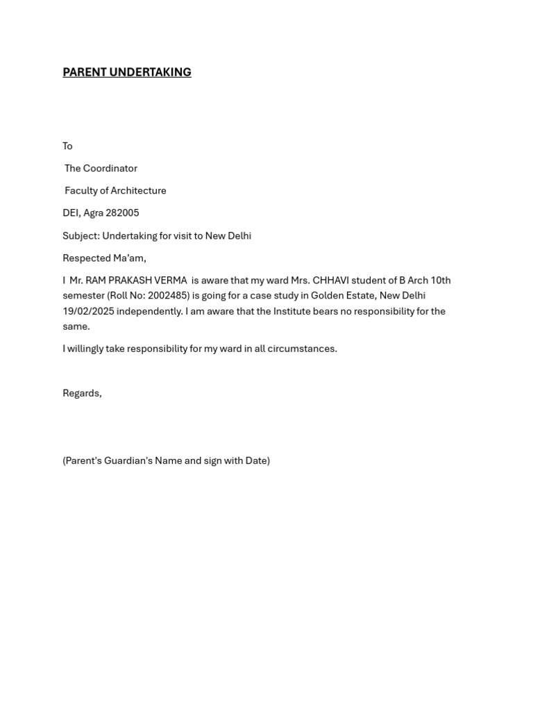 Parent Undertaking | PDF