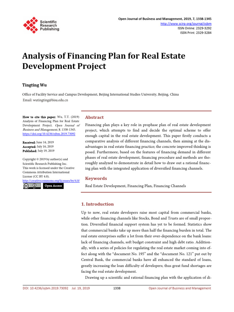 Analysis of Financing Plan For Real Estate Develop | PDF | Taxes ...