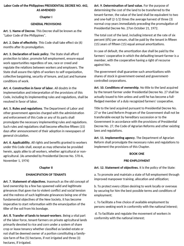 Overview of Labor Code Article 100 | PDF | Employment | Apprenticeship