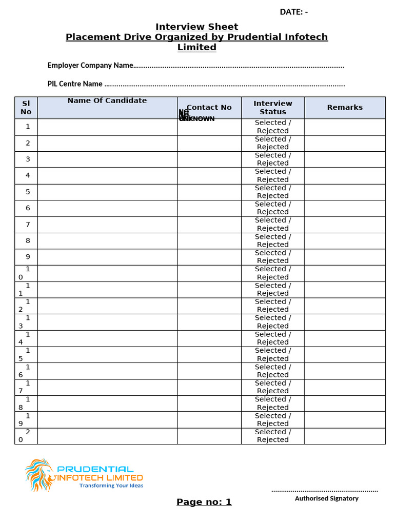 Interview Sheet | PDF