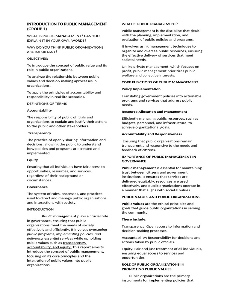 Introduction To Public Management | PDF | Motivation | Motivational