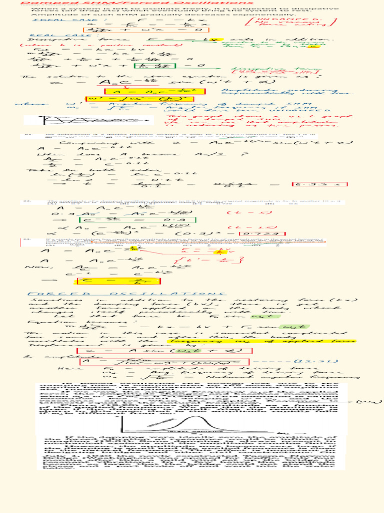 Damped SHM and Forced Oscillations Explained | PDF