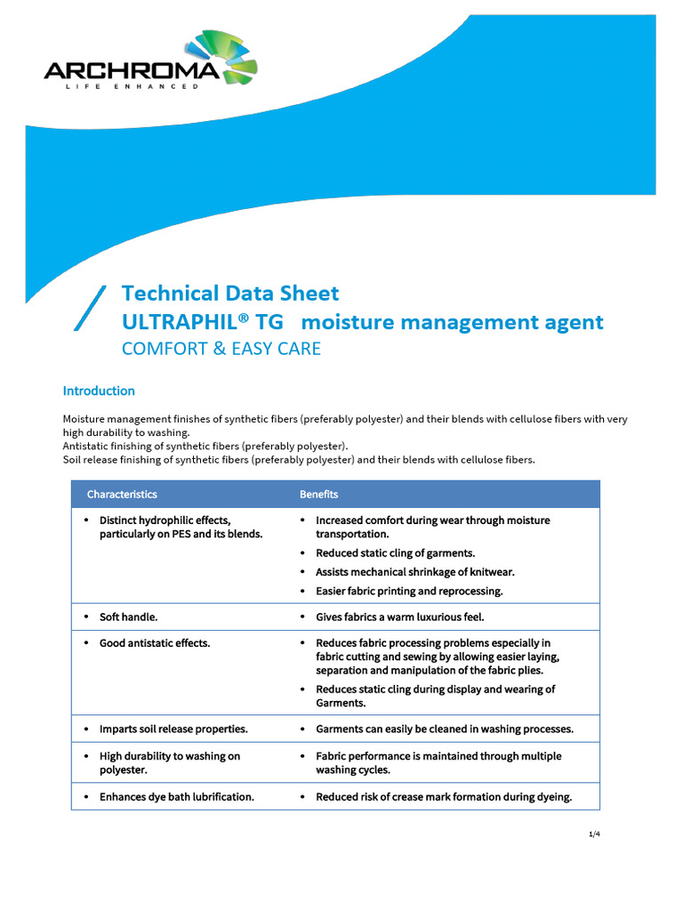 6200207e TDS ULTRAPHIL TG E 2023 | PDF | Textiles | Polyester
