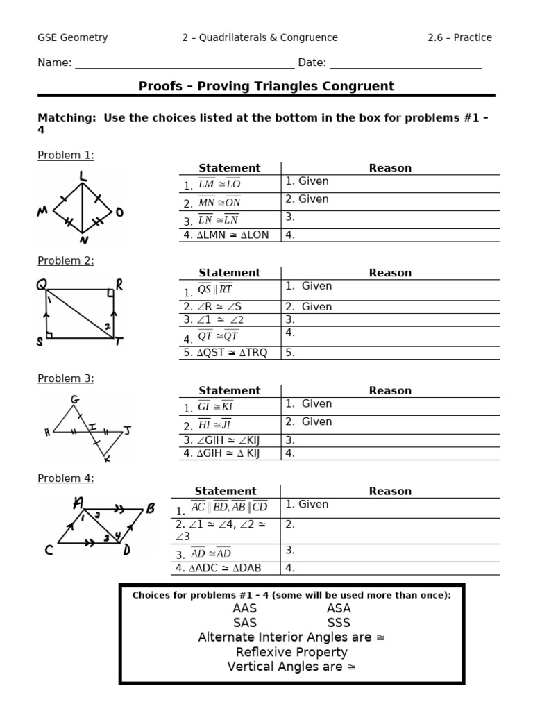 2.6_-_practice_with_easy_triangle_proofs_v2 | PDF | Geometric Shapes ...