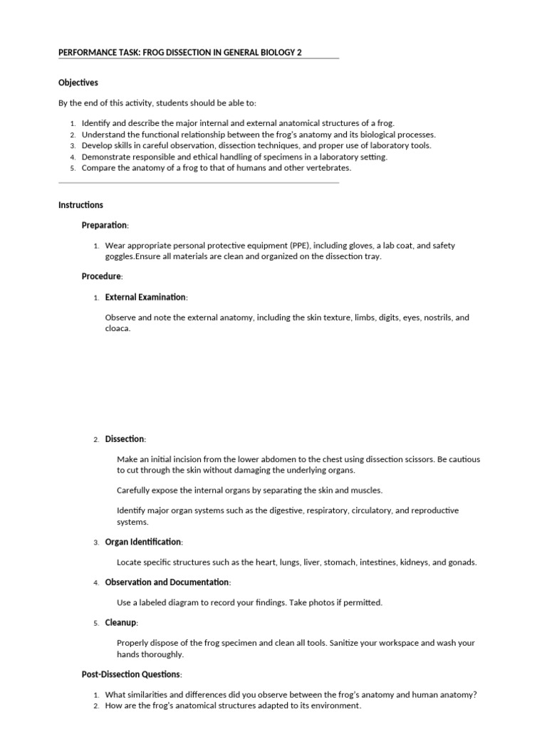 PETA-IN-GEN-BIO-2 | PDF | Anatomy | Frog