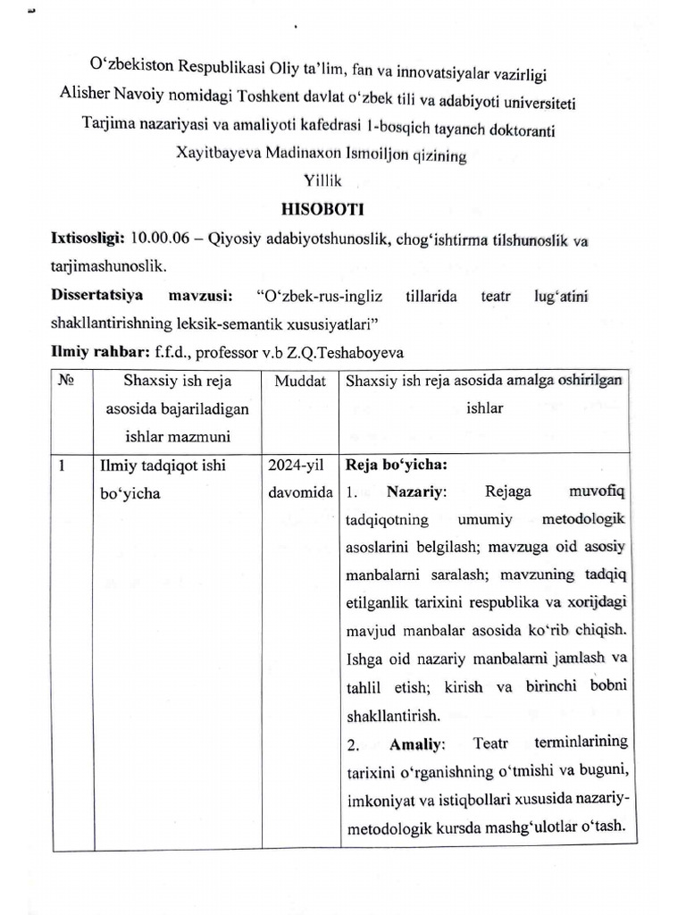 Yillik Hisobot | PDF