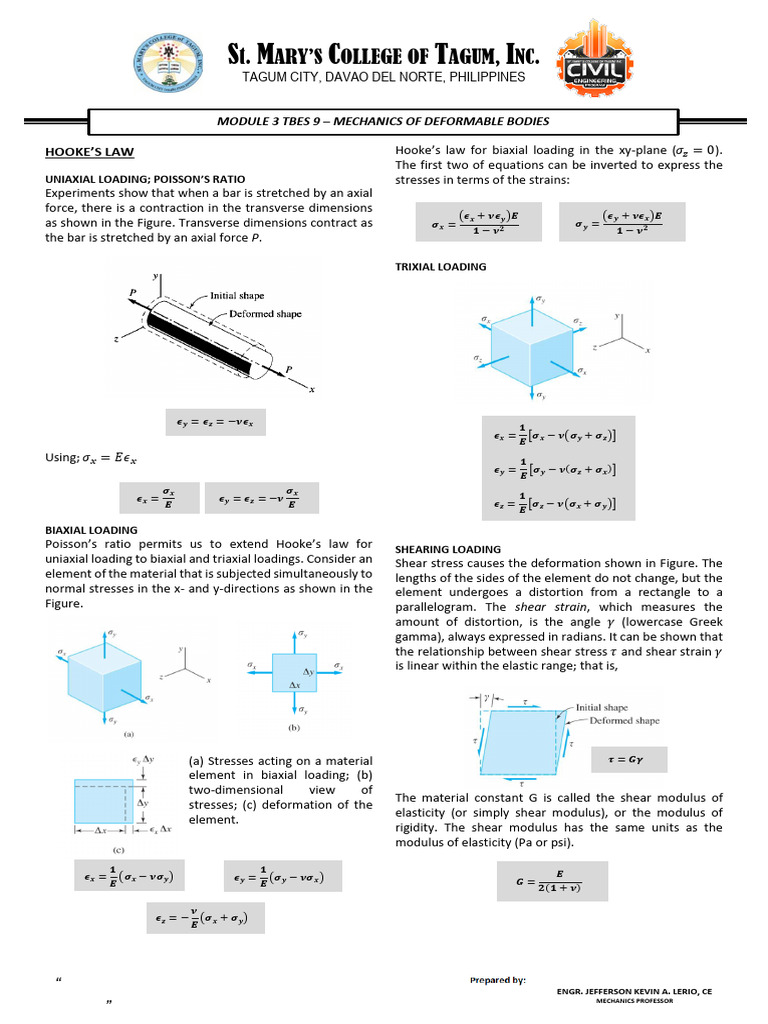 MODULE-3-MECHANICS-OF-DEFORMABLE-BODIES | PDF | Young's Modulus | Elasticity (Physics)