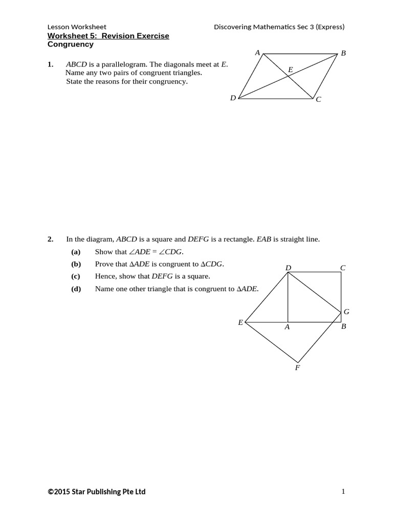 Congruency and Similarity in Triangles Worksheet | PDF | Area | Triangle