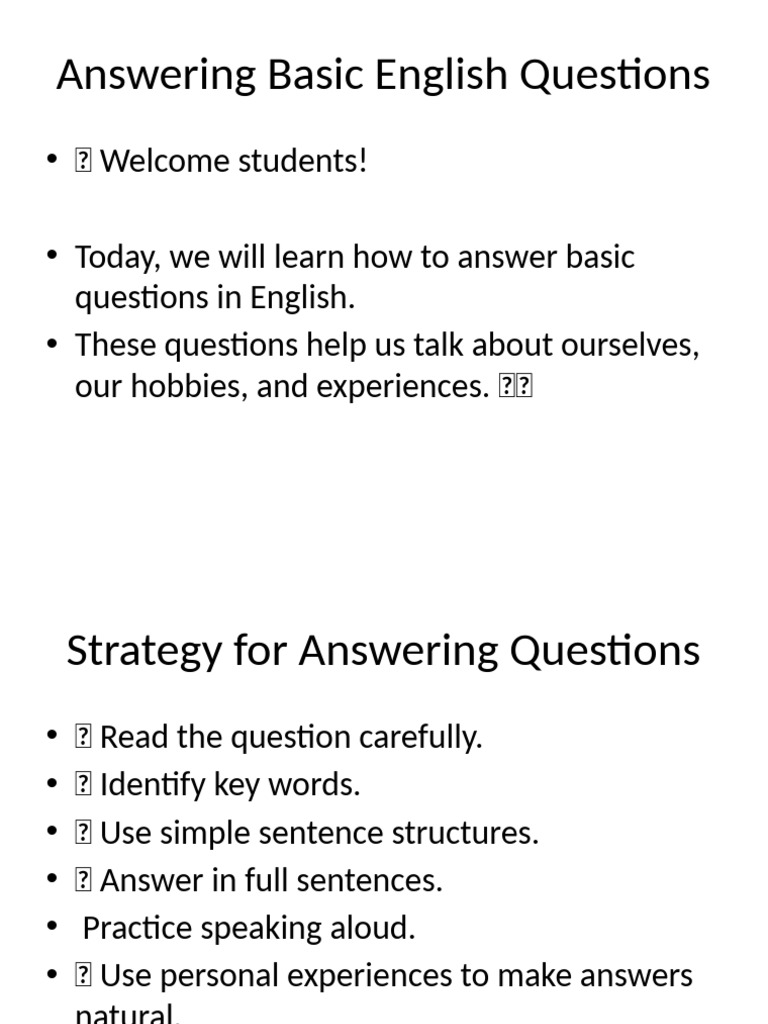 Basic Questions | PDF