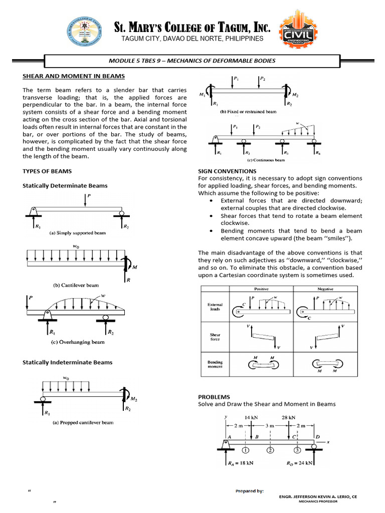 Module 5 Mechanics of Deformable Bodies | PDF | Beam (Structure) | Bending