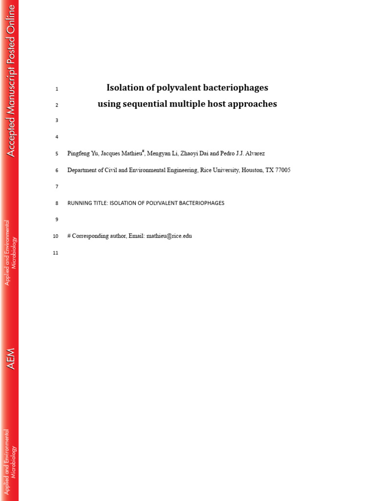 HRE With Uncharacterized Phages | PDF | Bacteriophage | Pseudomonas