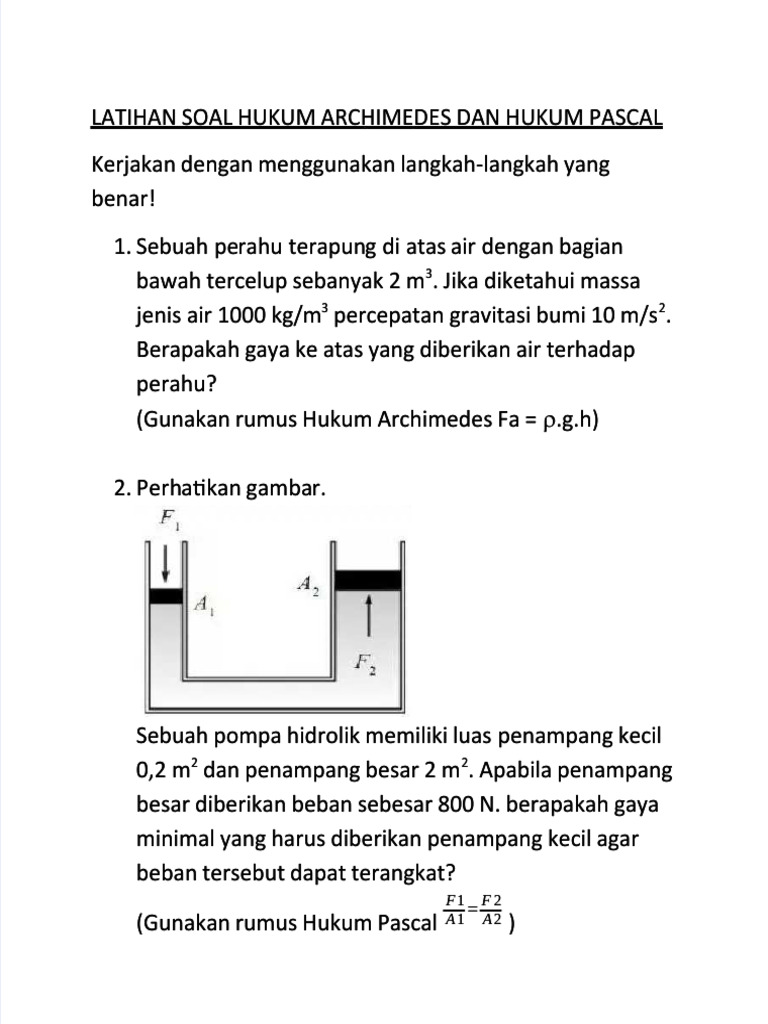 PDF Latihan Soal Hukum Archimedes Dan Hukum Pascal Compress | PDF
