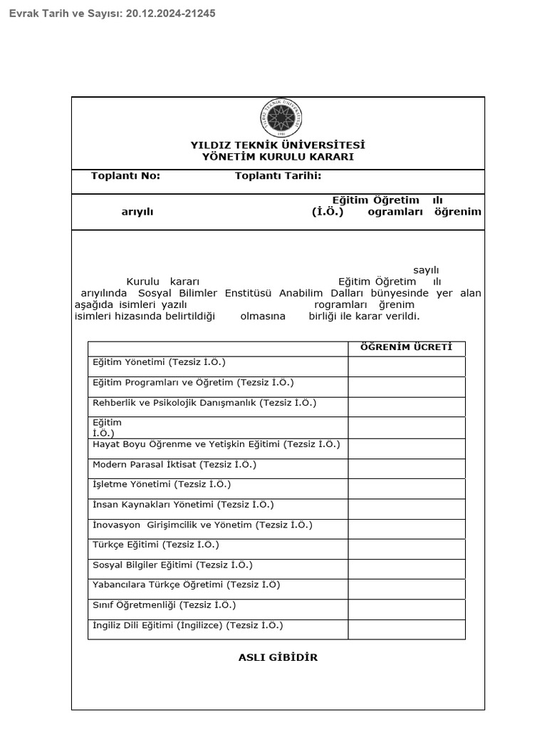 2024 Tezsiz Ucretler | PDF