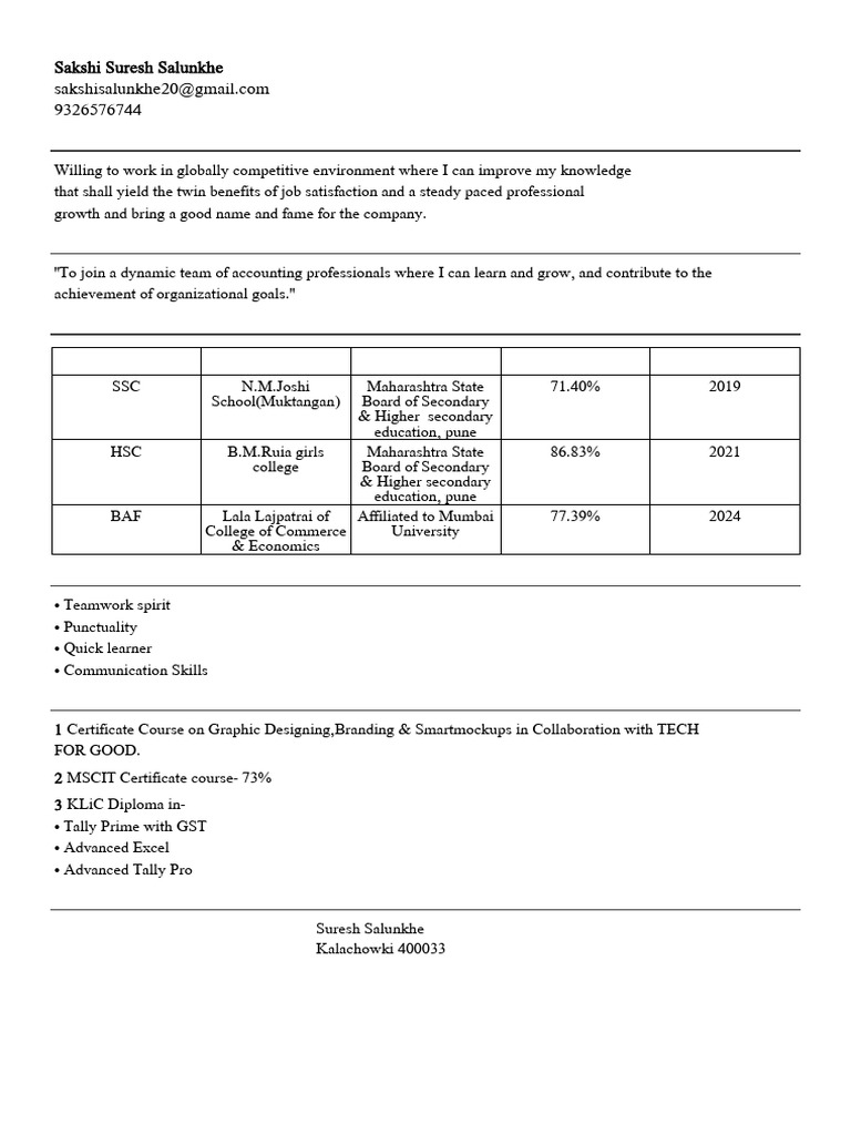 Sakshi CV - Resume | PDF