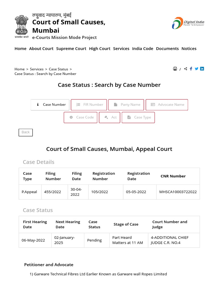 Mumbai Court Case Status Search | PDF