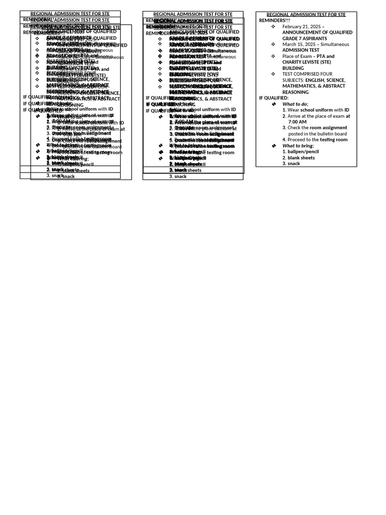 Stub-Regional Admission Test For Ste | PDF | Data Collection ...