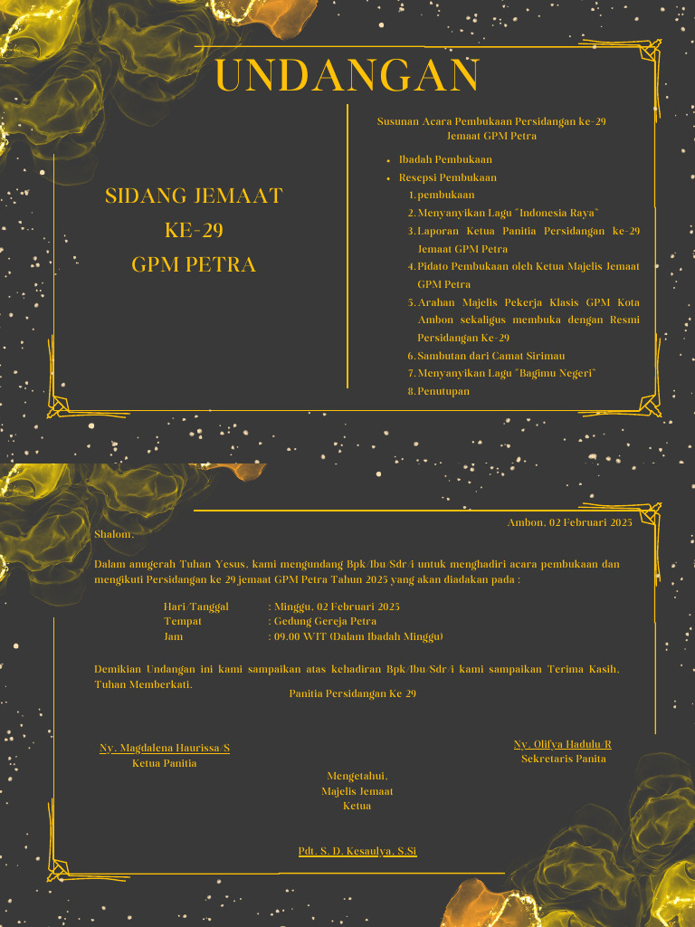 Undangan Sidang Jemaat GPM Petra | PDF