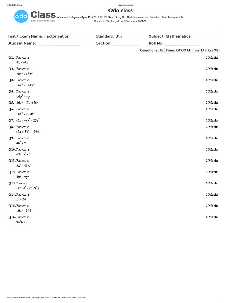 Factorisation Using Identity - 3 | PDF