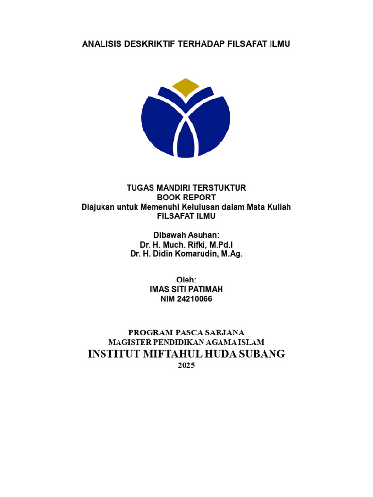 Book Report Filsafat Ilmu - Imas Siti Patimah S.PD | PDF