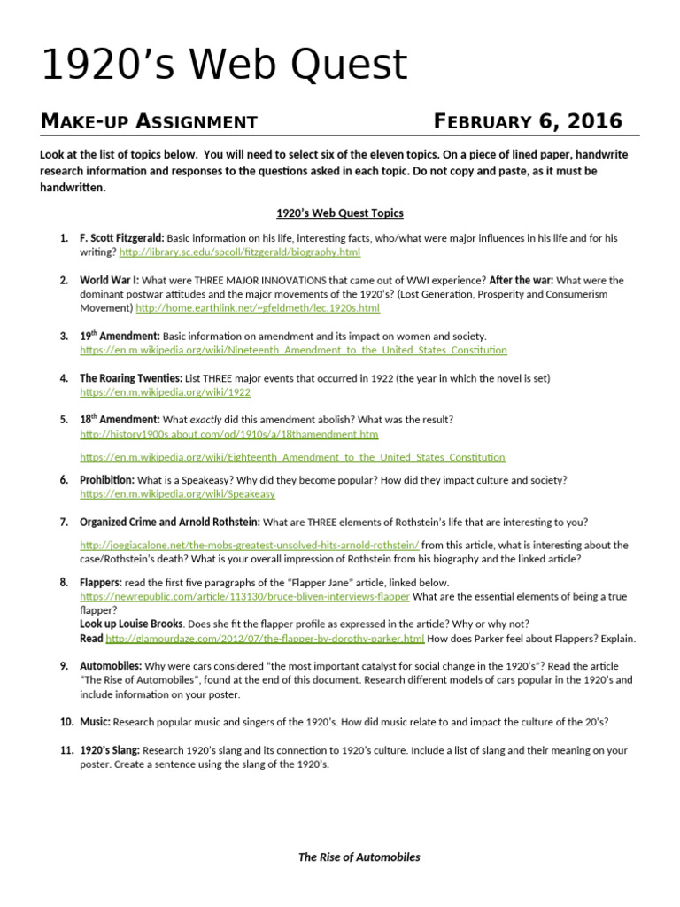 MAKEUP Assignment Webquest | PDF