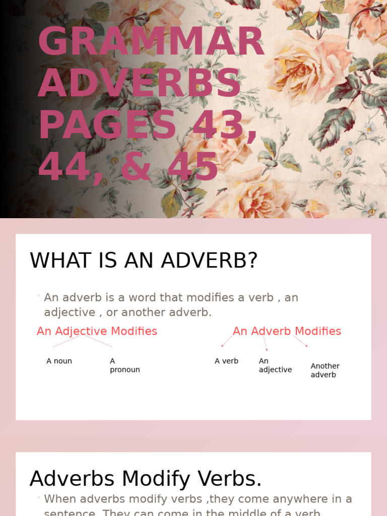 English Adverbs and Adverbials | PDF | Adverb | Verb