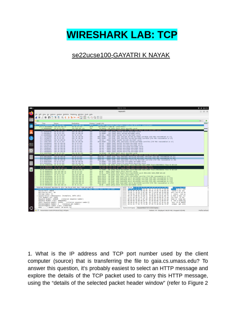 Cnlab-4 TCP | PDF | Transmission Control Protocol | Port (Computer Networking)