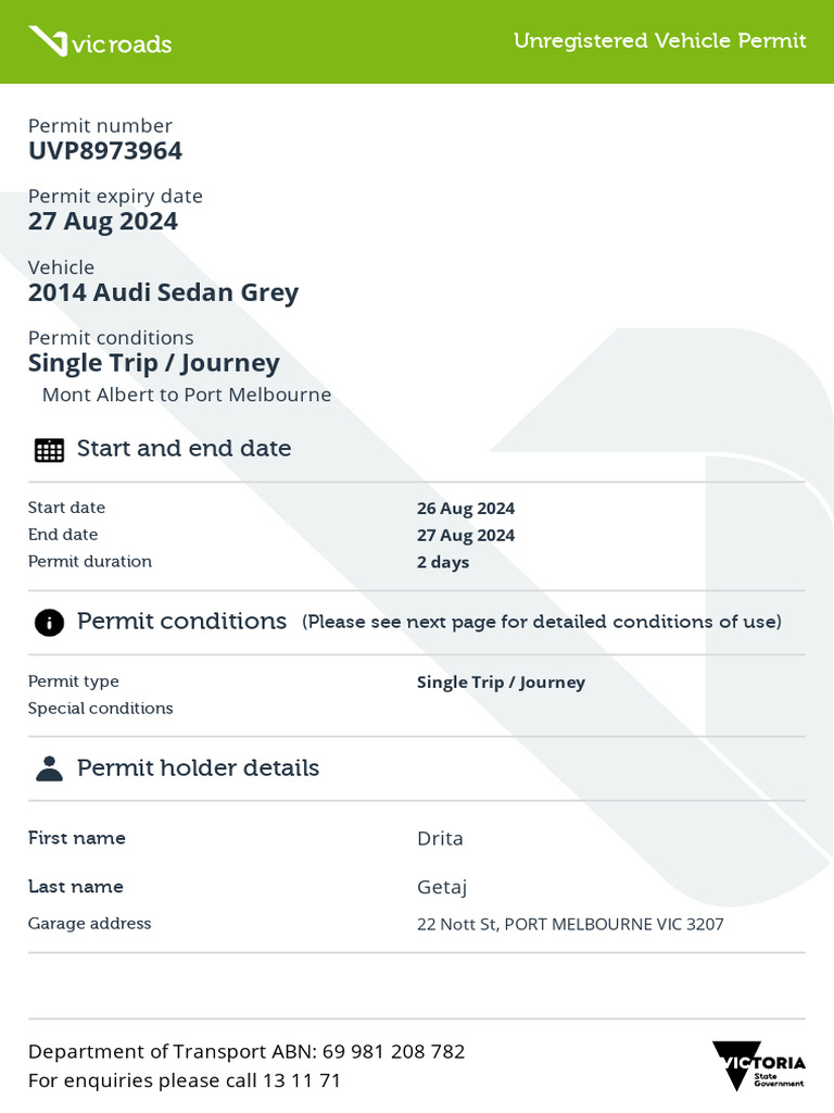 Unregistered Vehicle Permit | PDF
