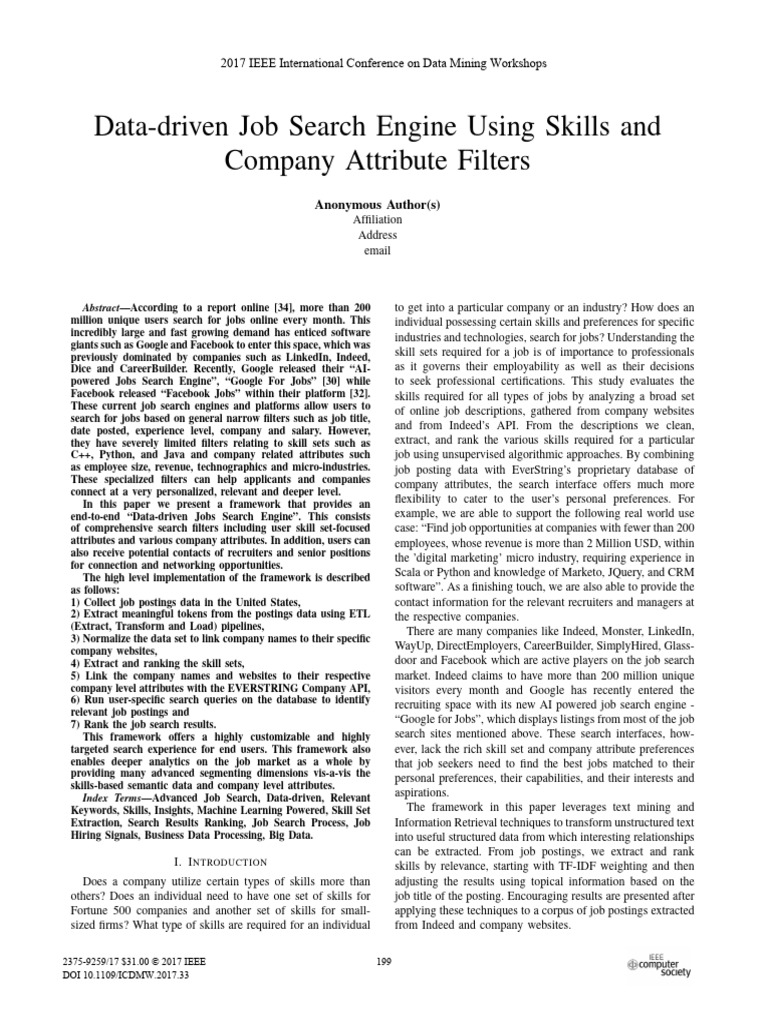 Data-Driven Job Search Engine Using Skills and Company Attribute ...