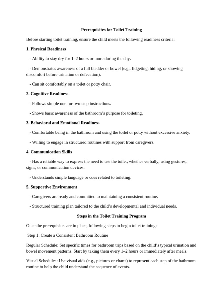 Toilet Training Readiness Checklist | PDF | Toilet | Reinforcement
