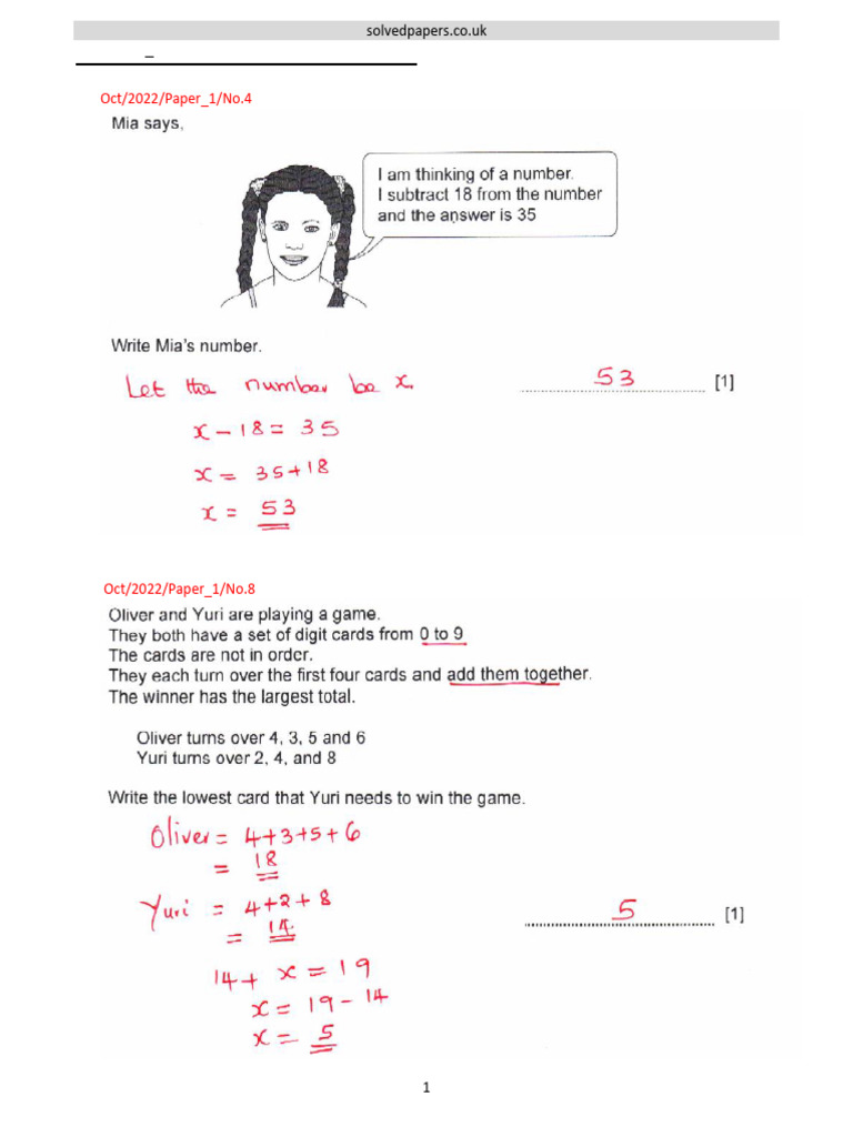 2022 Oct Primary Math Checkpoint Papers | PDF