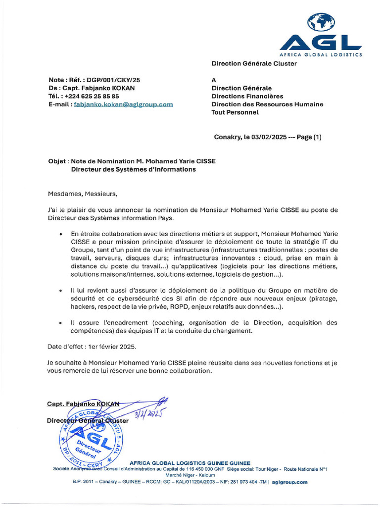 Note de Nomination | PDF