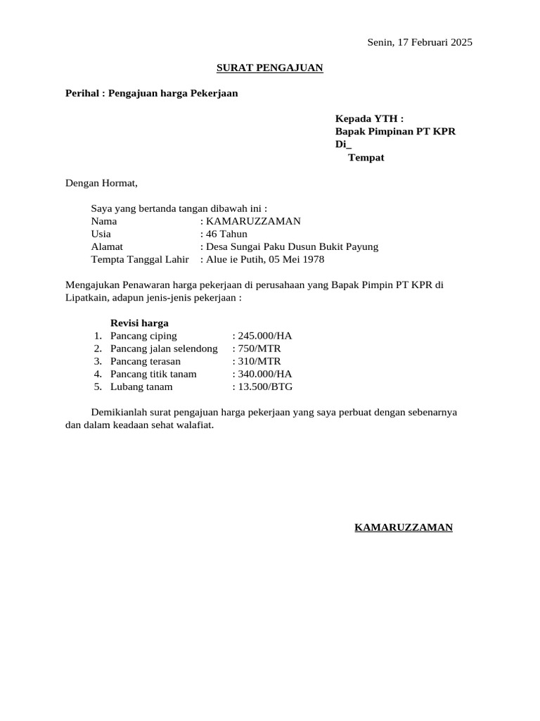 Surat Pengajuan | PDF