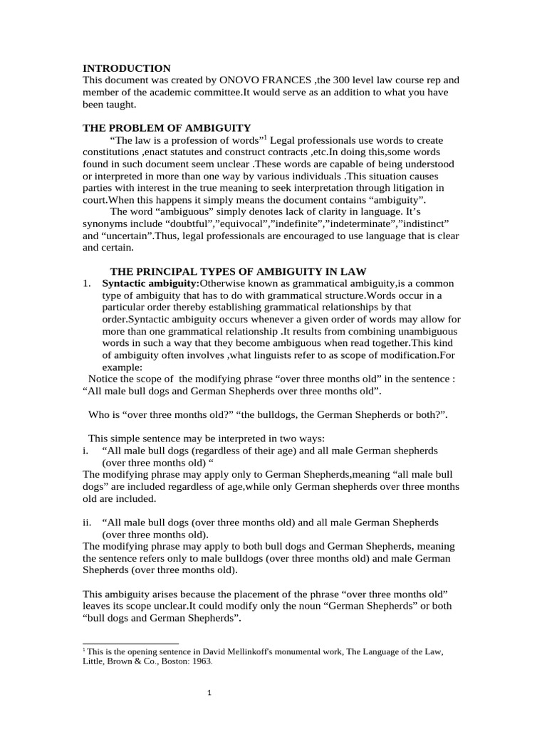 AMBIGUITY BY ONOVO FRANCES | PDF | Ambiguity | Semantics